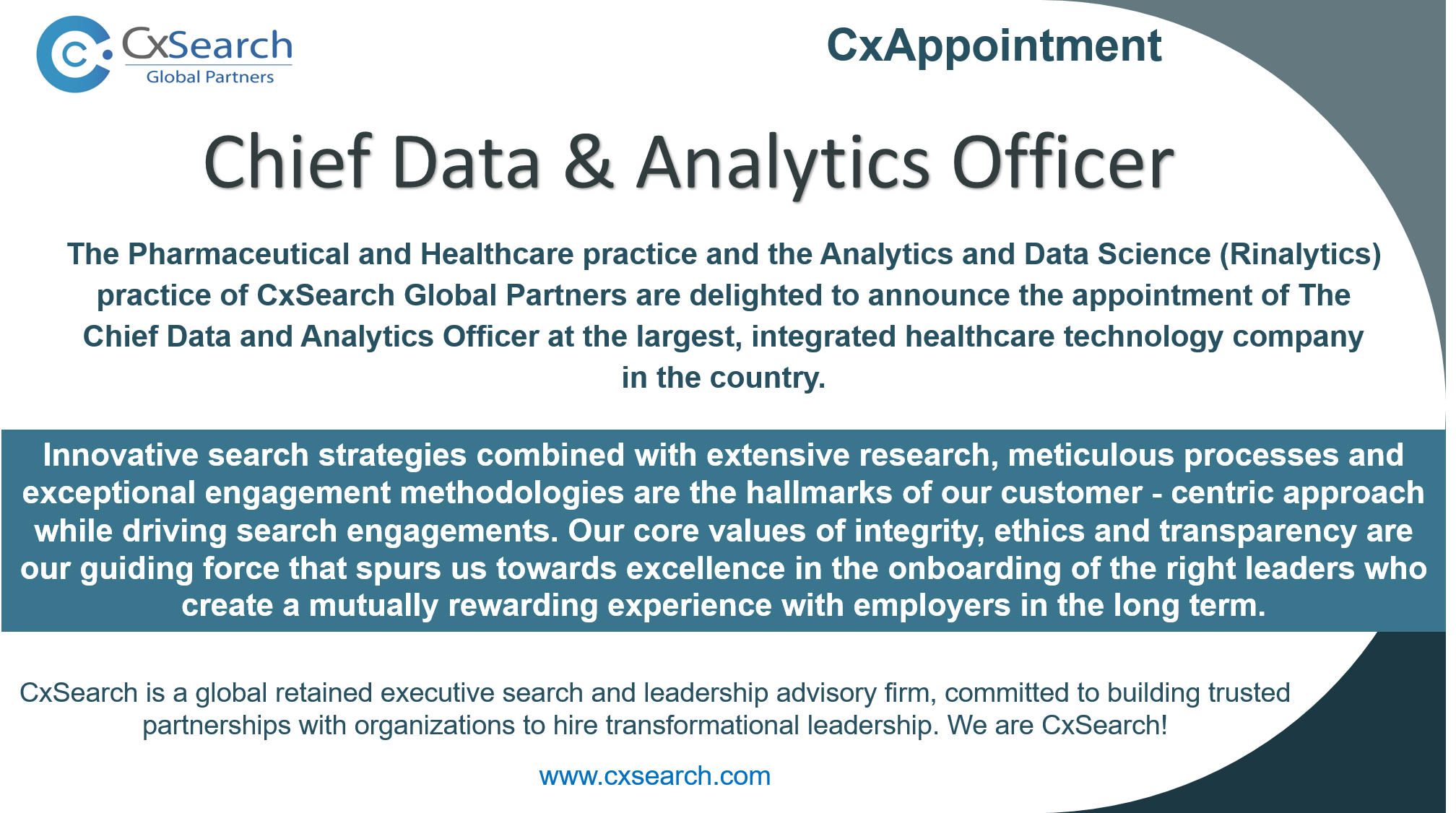 CxAppointment: Chief Data and Analytics Officer - Healthcare Technology ...